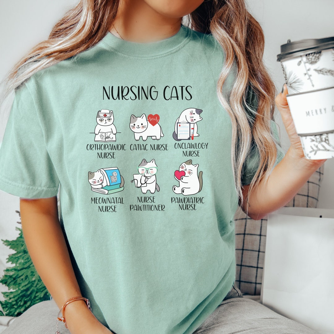 Nursing Cats T Shirt, Nurse Cat Lover Gift, Nurse Types Cat Puns Shirt ...