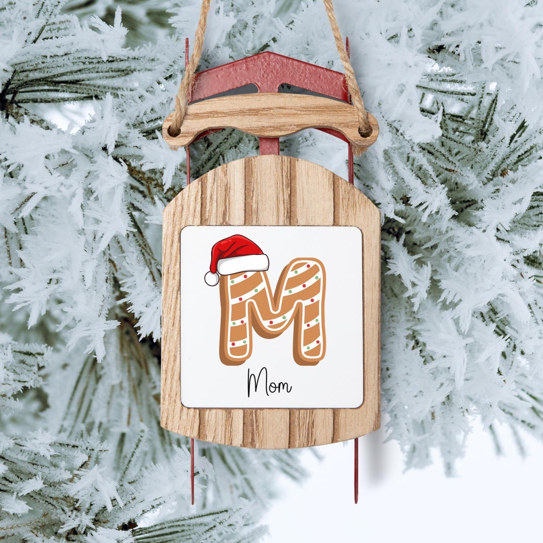 Family Custom Christmas Sled Ornaments,gingerbread Initial Personalized ...