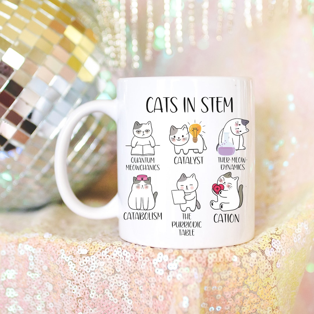 Cats in STEM Science Cat Mug, Cute Funny Cat Lover Scientist Science ...