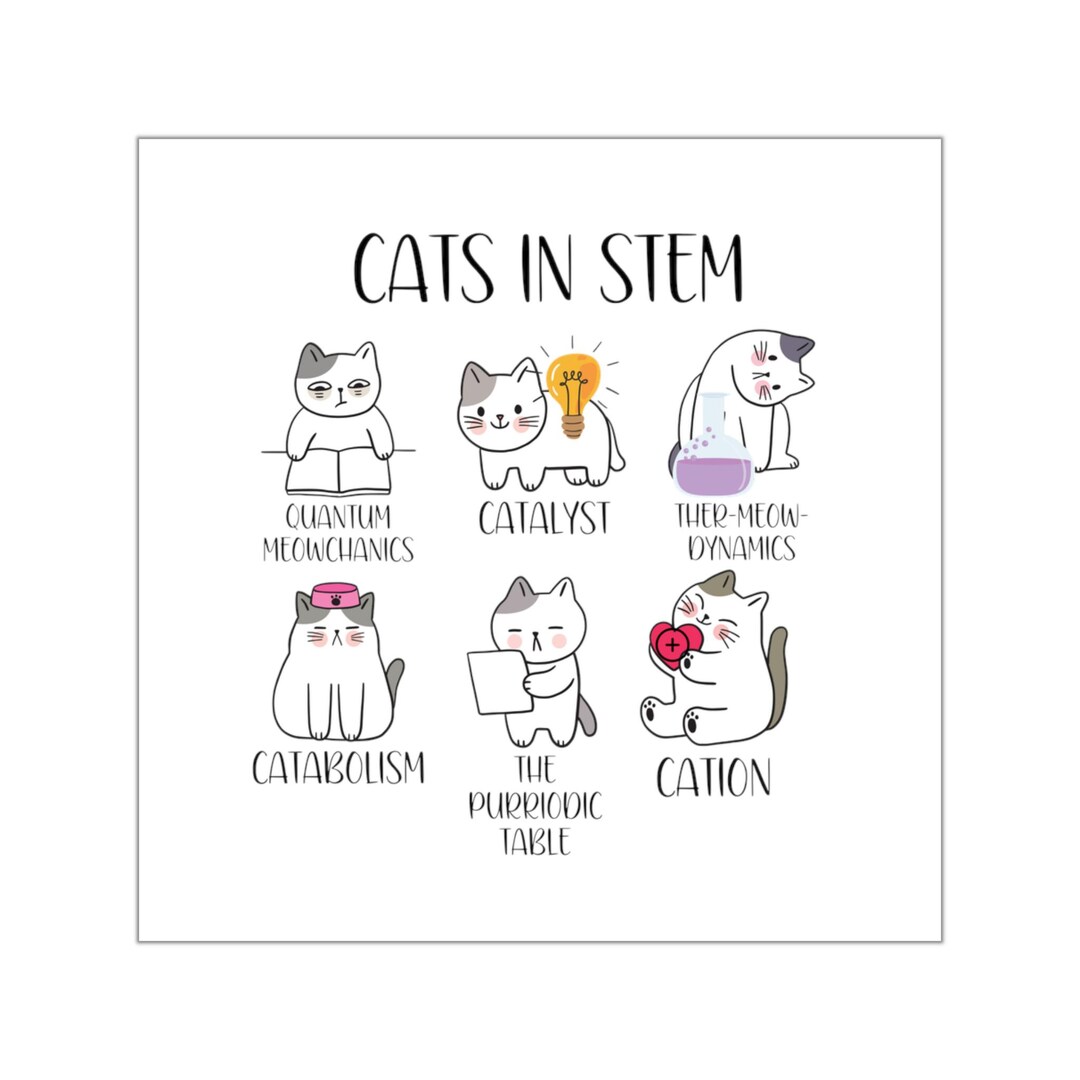 Funny Cat Science Pun Sticker, Cats in Stem Decal, Laptop Decal, Water ...