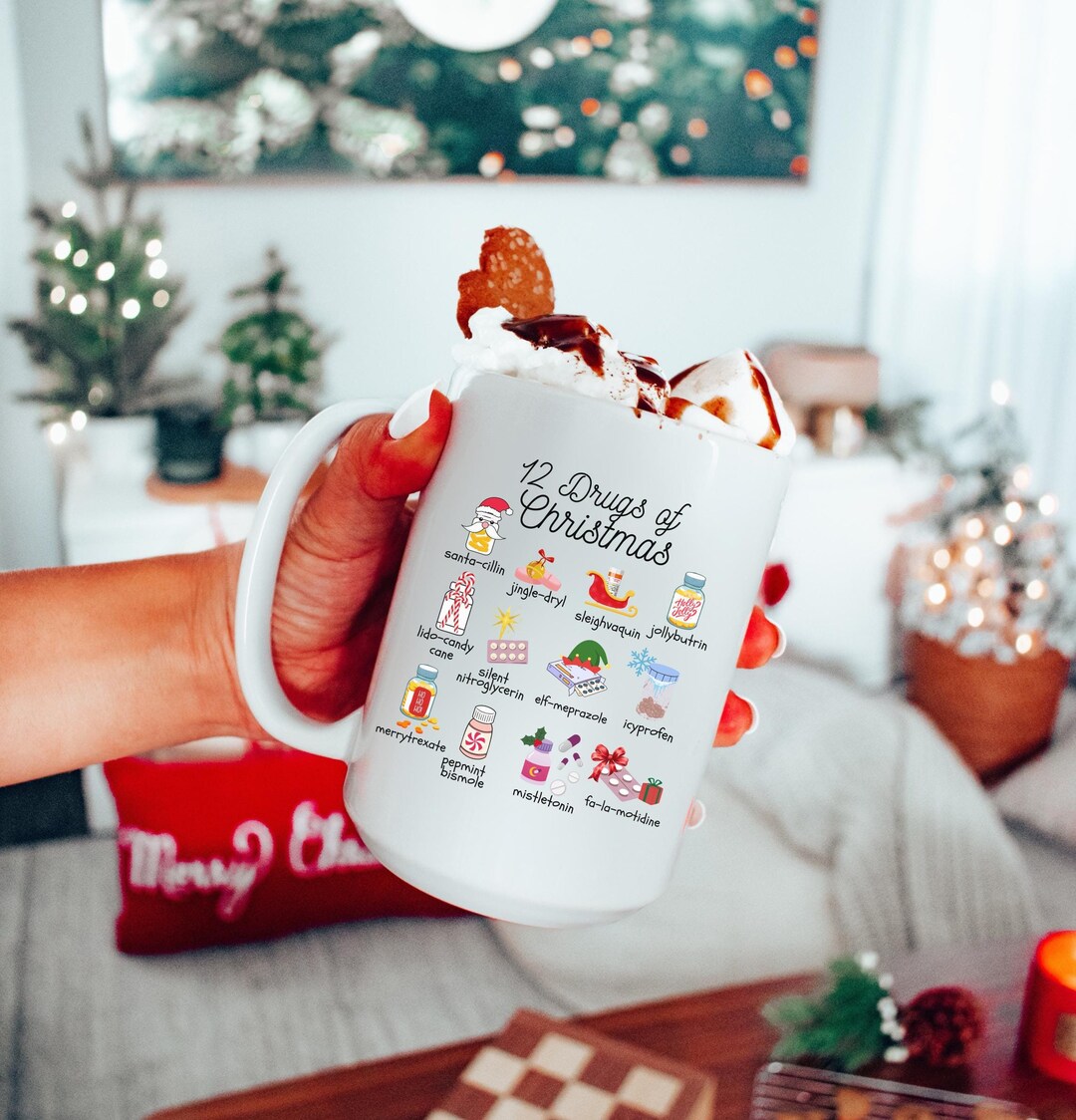 Funny Medical Christmas Mug,12 Drugs of Christmas, Pharmacy Xmas Mug ...