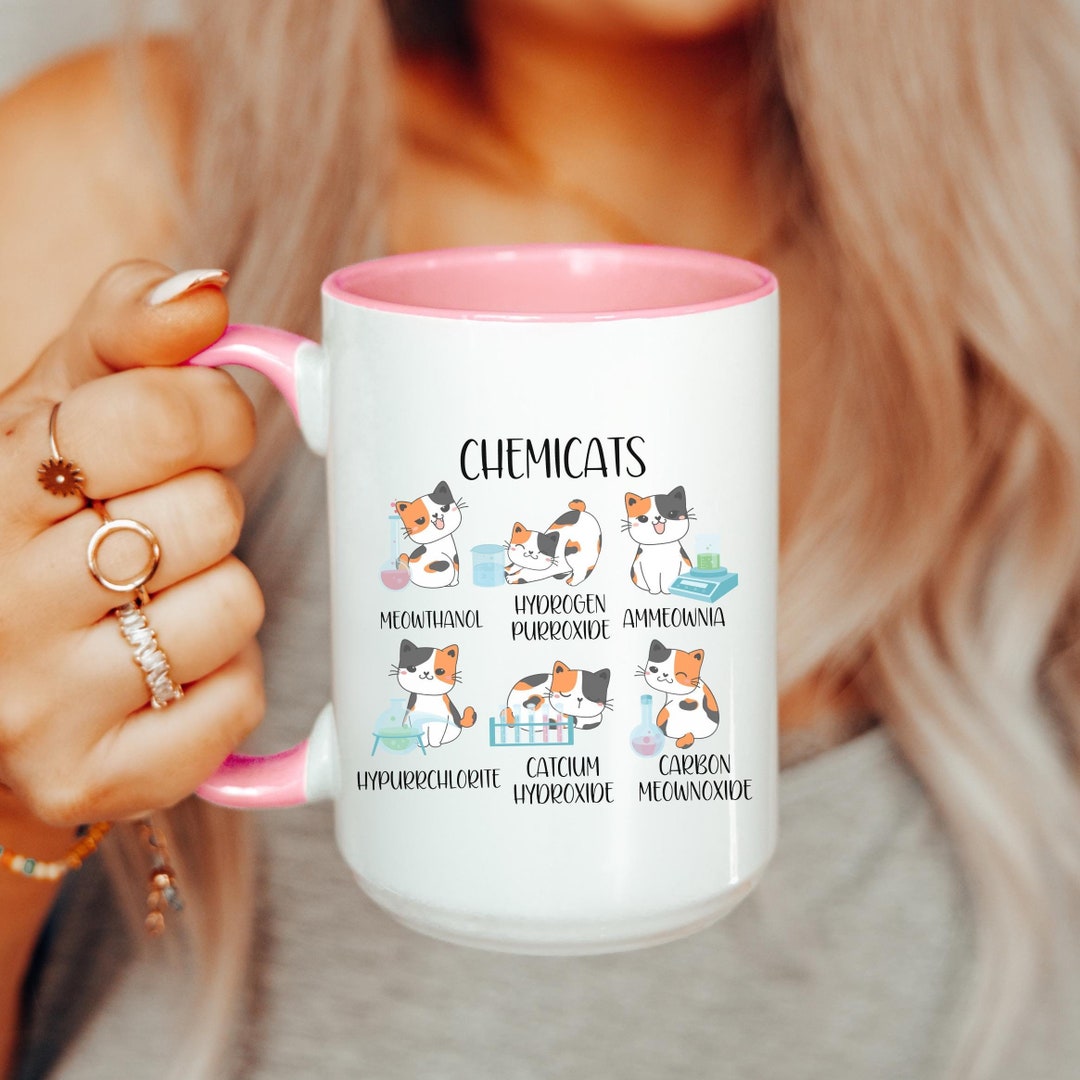 Chemistry Cats Cute Sciencepink Mug, Cute Funny Cat Lover Scientist ...