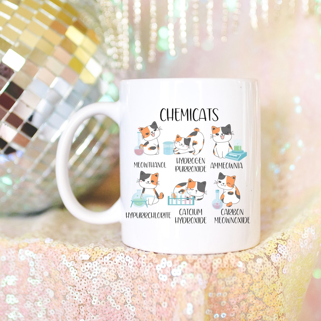 Chemistry Cats Cute Science Cat Mug, Cute Funny Cat Lover Scientist ...