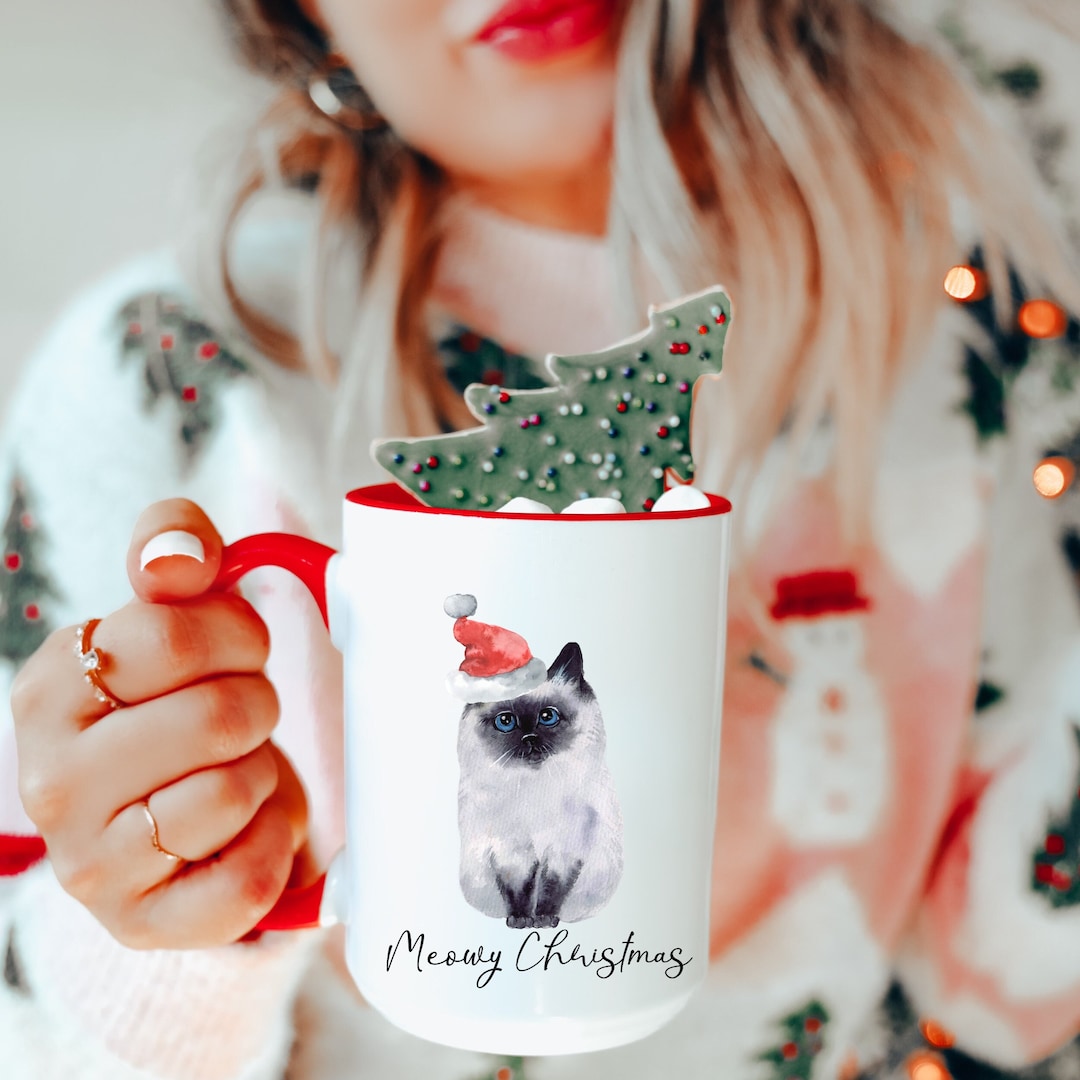 Meowy Christmas Cat Mug, Meowy Christmas, Meowy and Bright Mug, Cozy ...