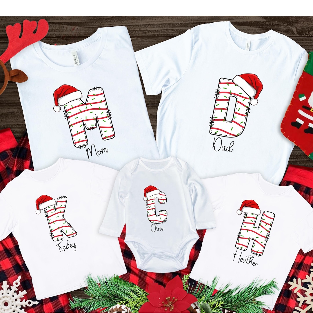 Christmas Family Custom Name Shirts, Personalized Name Initial Family ...