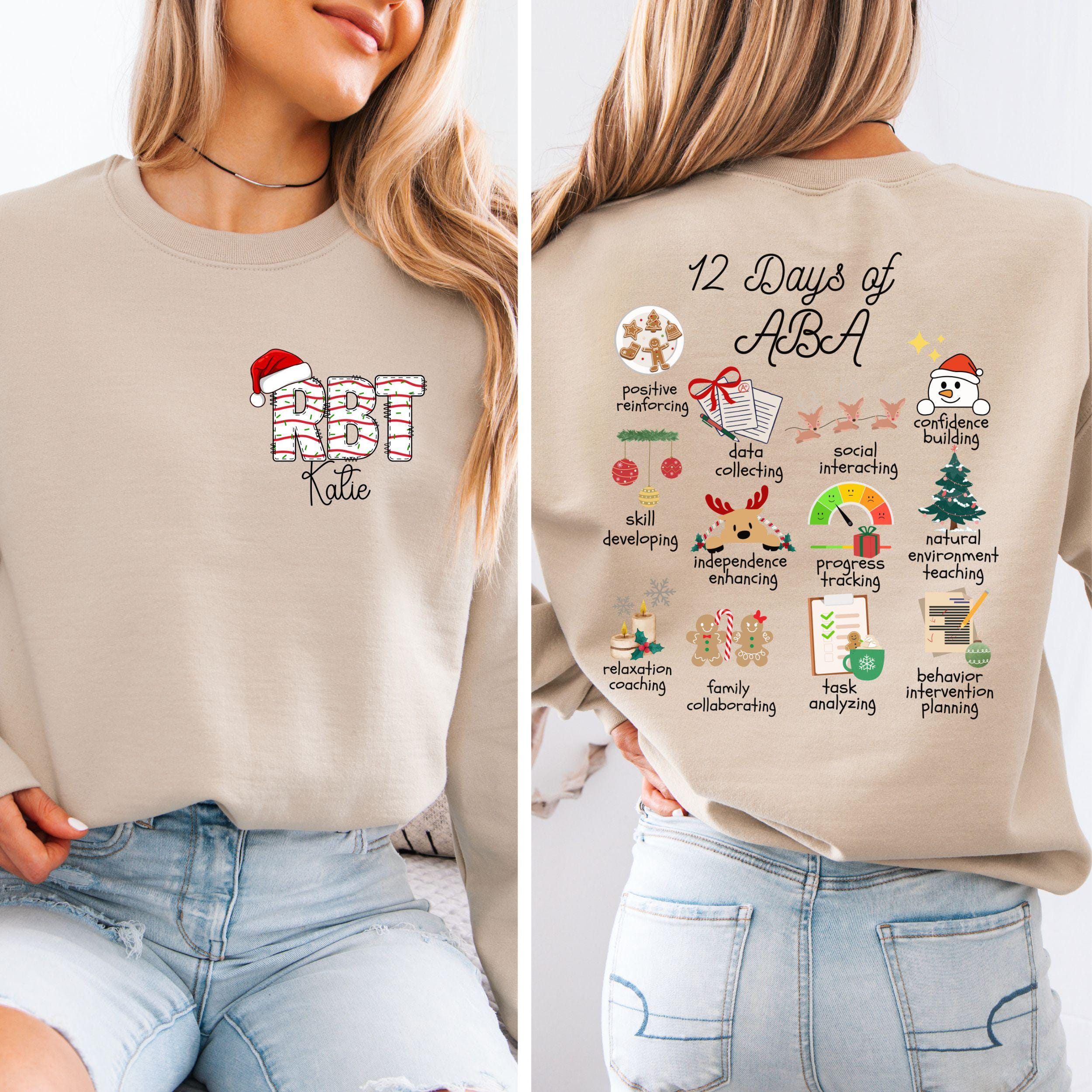 ABA Therapy Christmas Sweatshirt Personalized,rbt,bcba Custom Holiday ...