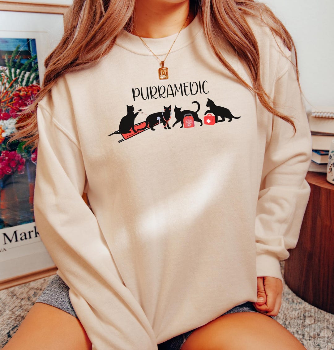 Paramedic Cat Lover Sweatshirt,purramedics Funny Cat Crewneck,cat ...