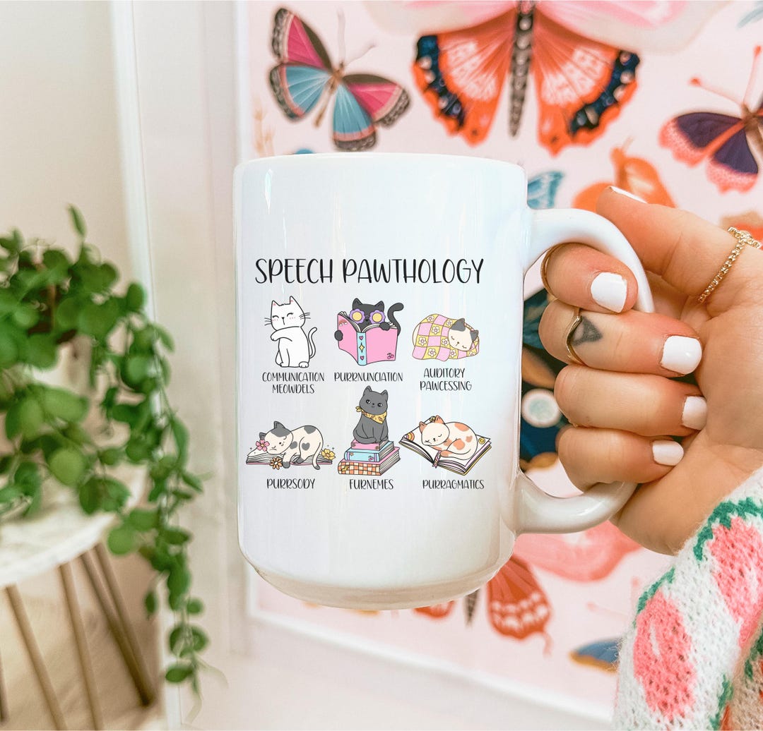 Speech Pathology Cat Mug, Speech Therapist Cat Lover Mug, Pathology Cat ...