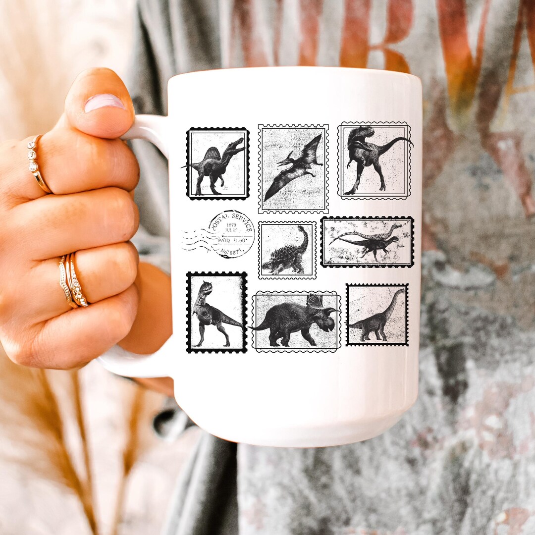 Vintage Dinosaur Mug, Jurassic Era Dinosaurs, Retro Style Coffee Cup ...