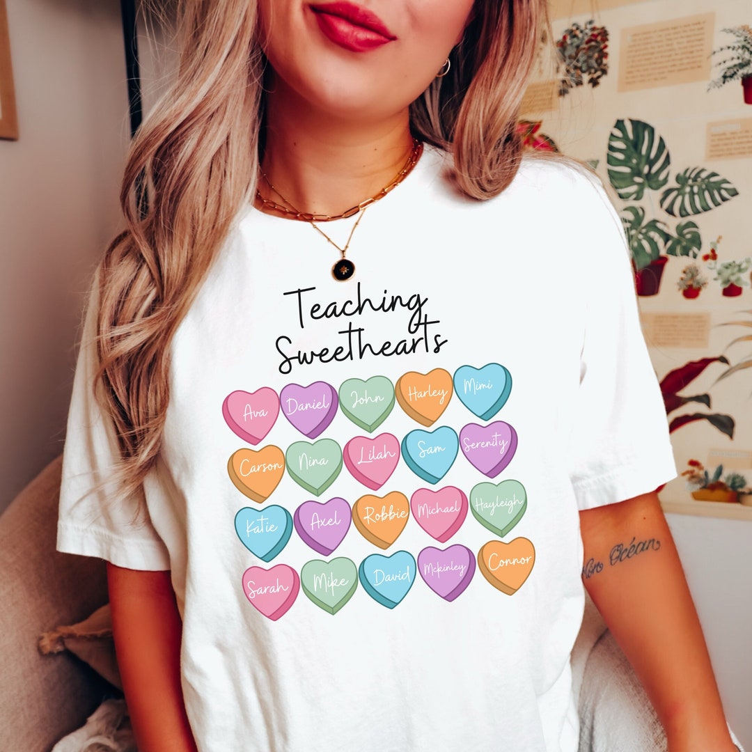 Custom Teacher Valentine Shirt With Student Names on Candy Hearts ...