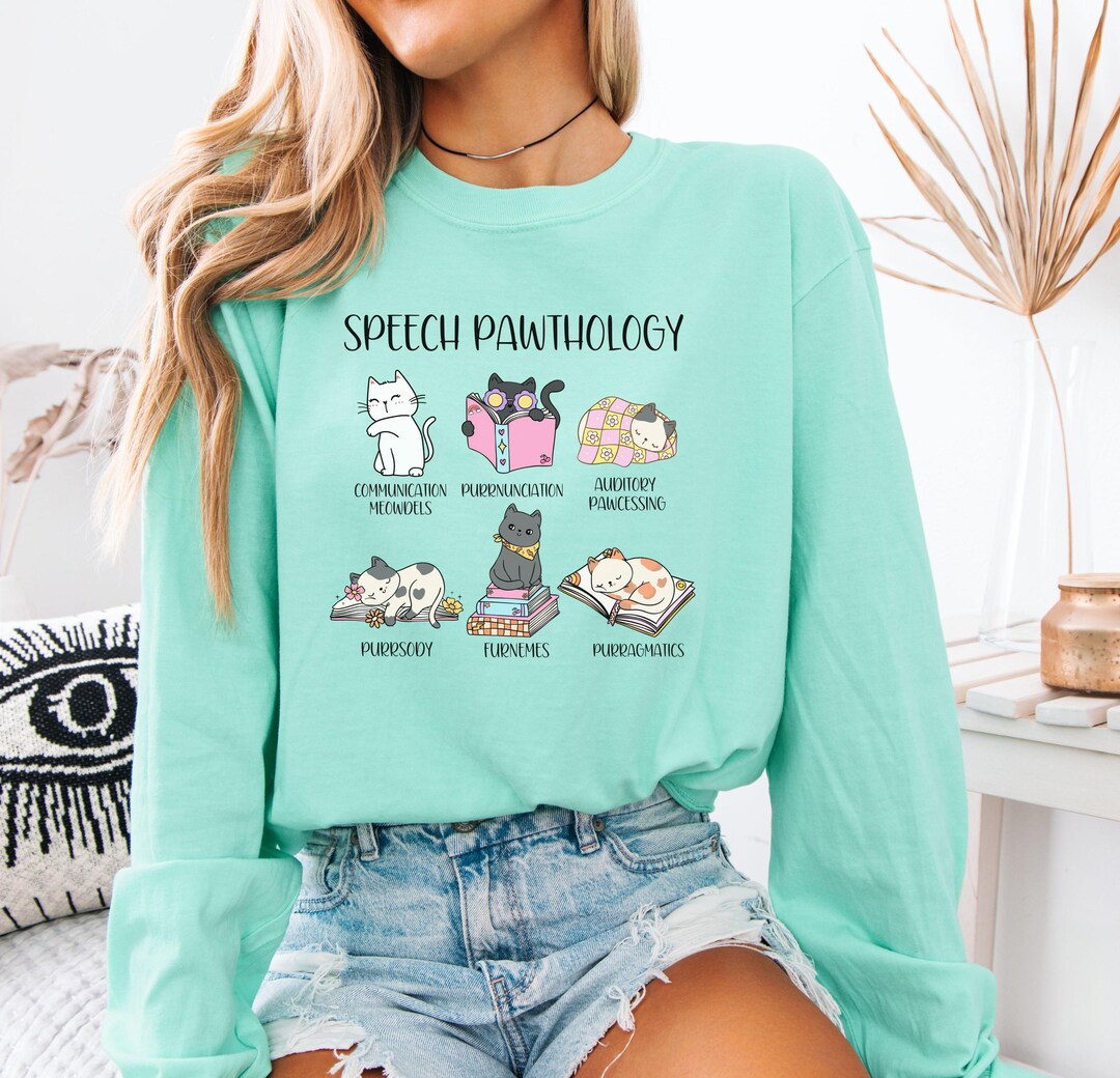 Speech Pathology Funny Cats Shirt,speech Therapy Cats Crewneck,speech ...