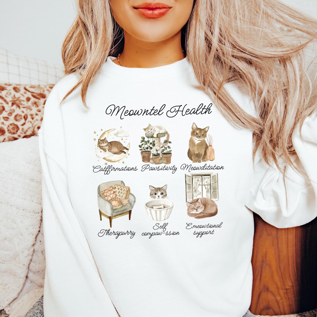 Mental Health Cat Puns Sweatshirt, Therapist Gift, Mental Health ...