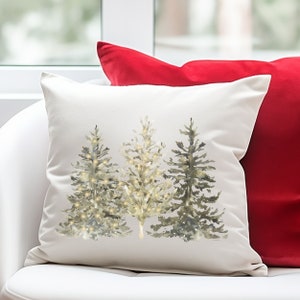 Winter Decor Christmas Trees Throw Pillow, Nature Christmas Pillow ...