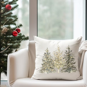 Winter Decor Christmas Trees Throw Pillow, Nature Christmas Pillow ...