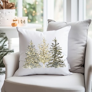 Winter Decor Christmas Trees Throw Pillow, Nature Christmas Pillow ...