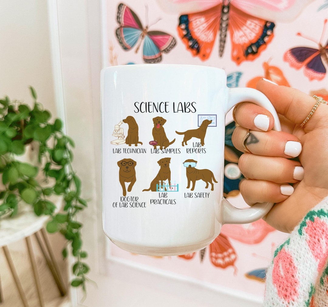 Science Chocolate Labs Dog Mug, Cute Funny Dog Lover Scientist Teacher ...