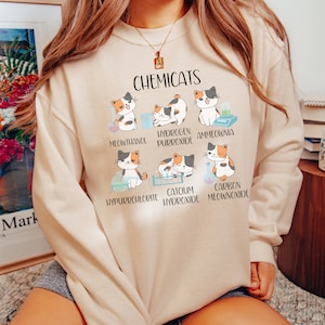 Chemistry Cats Sweatshirt, Science Cat Crewneck, Cats in Science ...