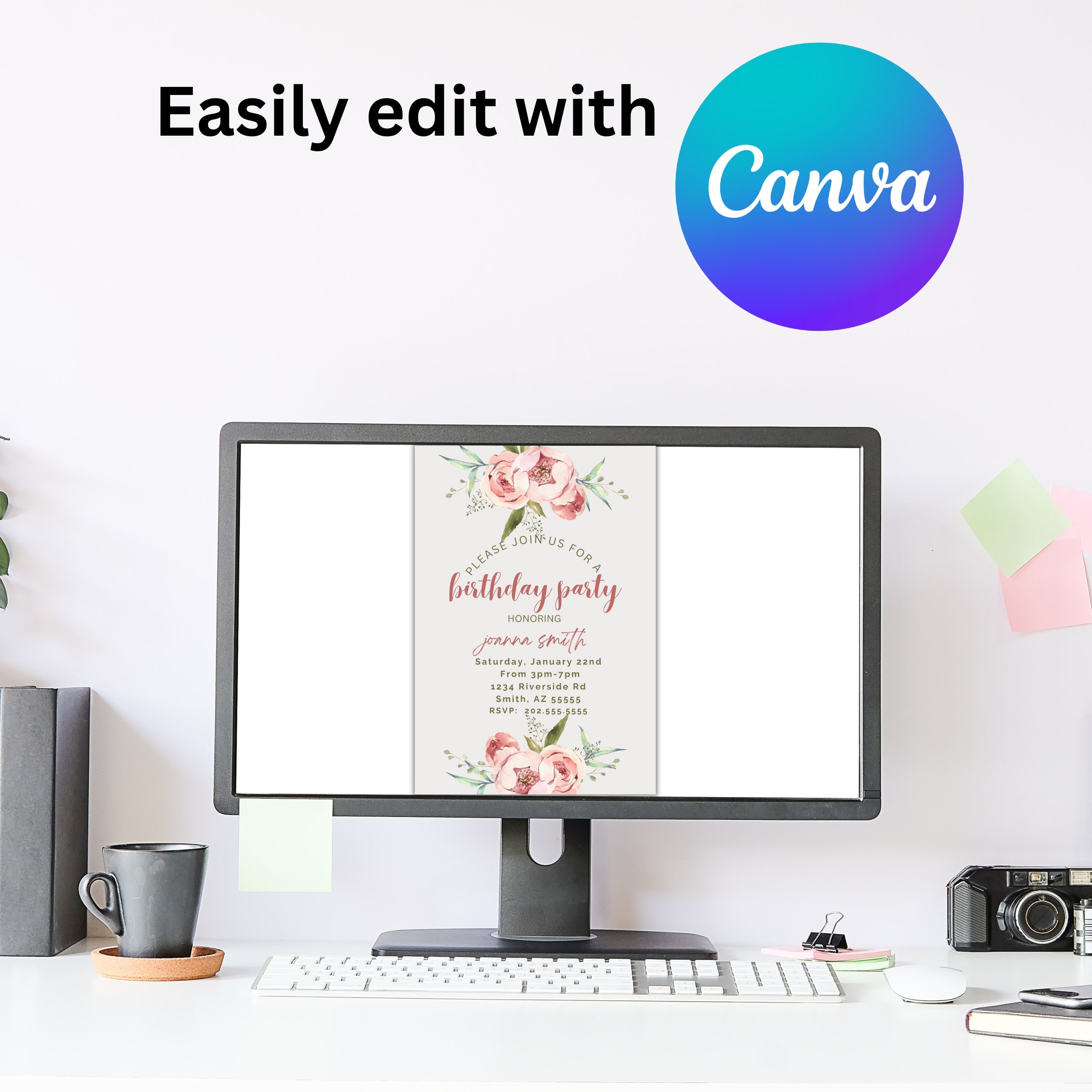 Roses Birthday Invitation Printable, Roses Birthday Party Invite ...