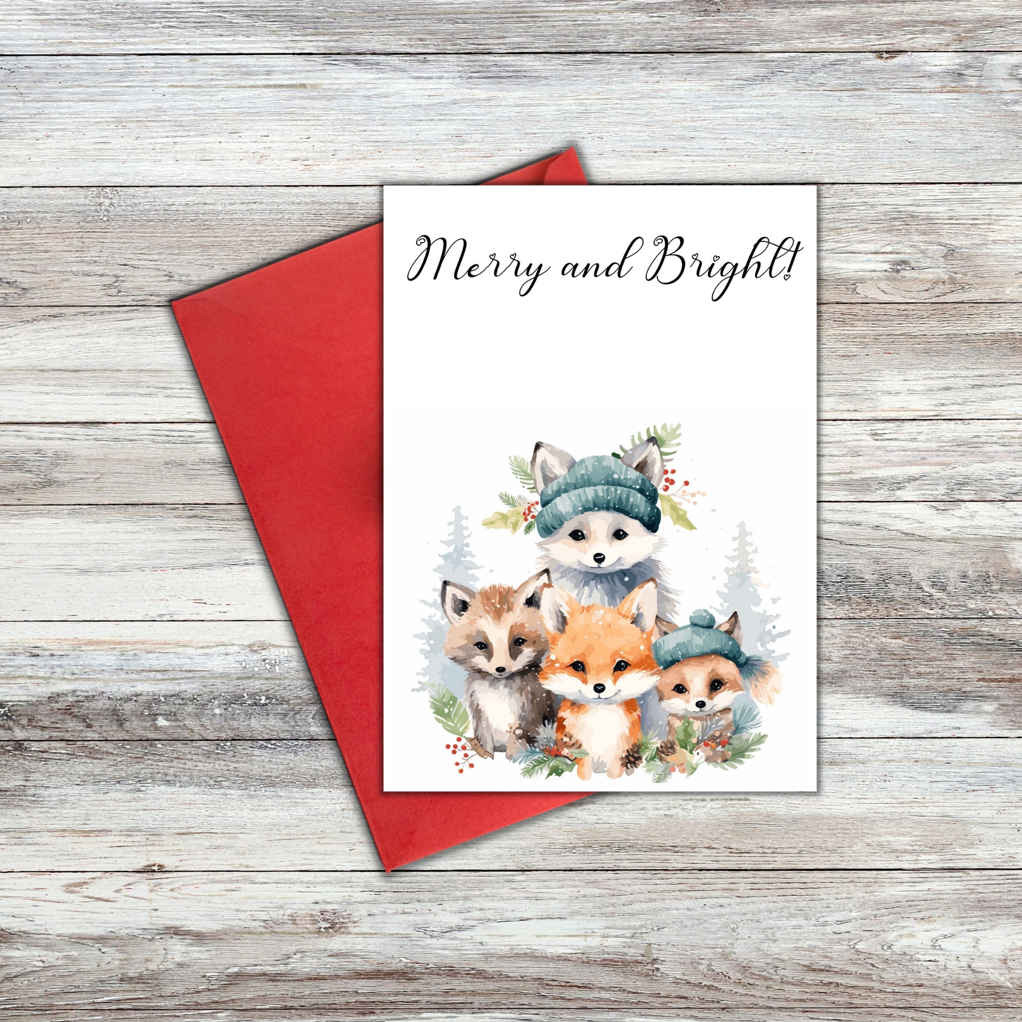 Holiday Winter Woodland Animals Christmas Cards, Printable Cards ...