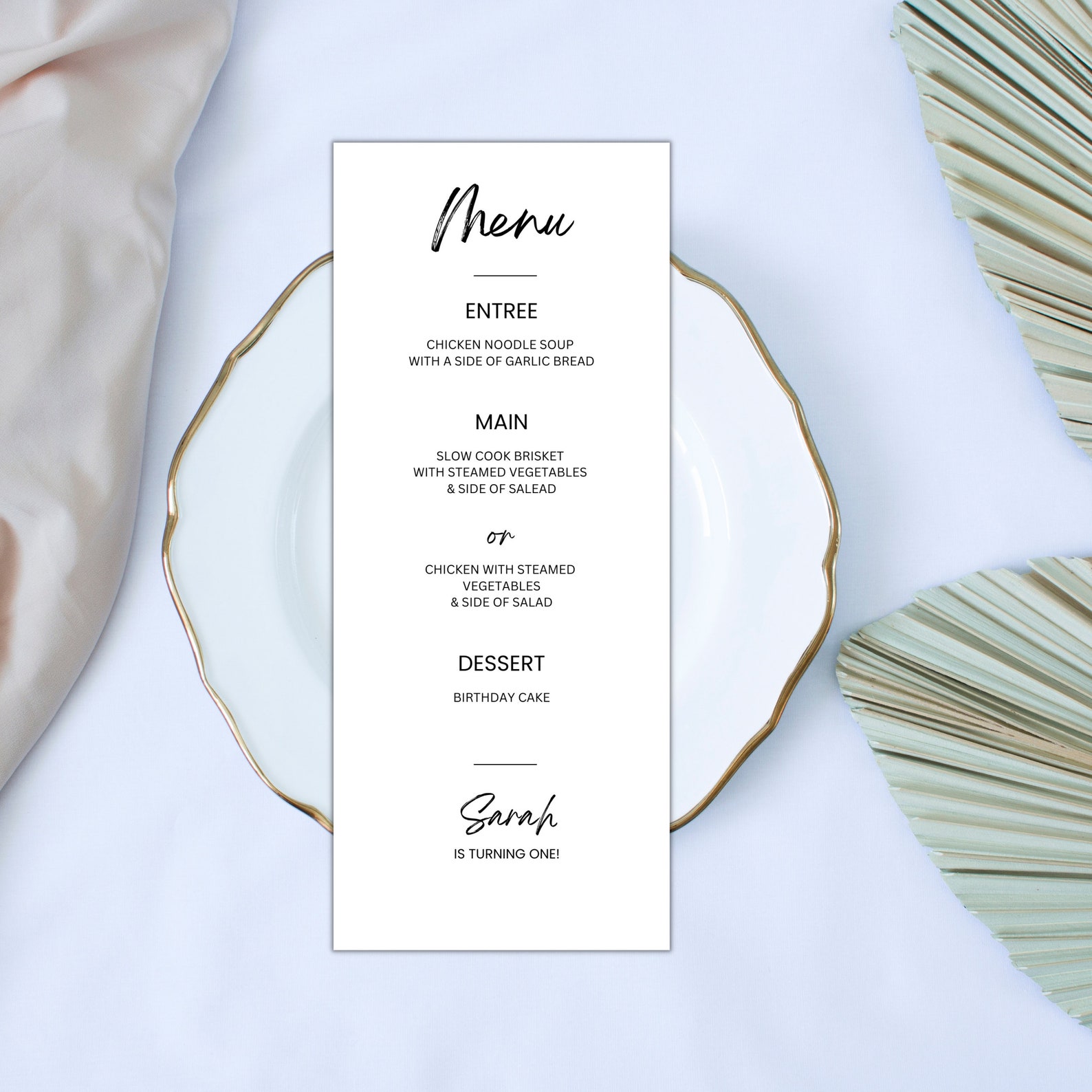 Birthday Menu Template, Minimalist Birthday Menu, Modern Boy/girl ...