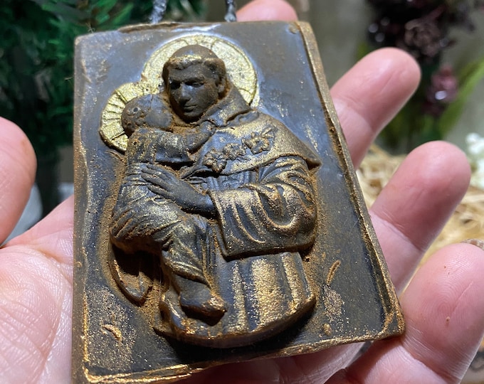 St. Anthony, Patron Saint of Lost Items, Blackened Beeswax Ornament W ...