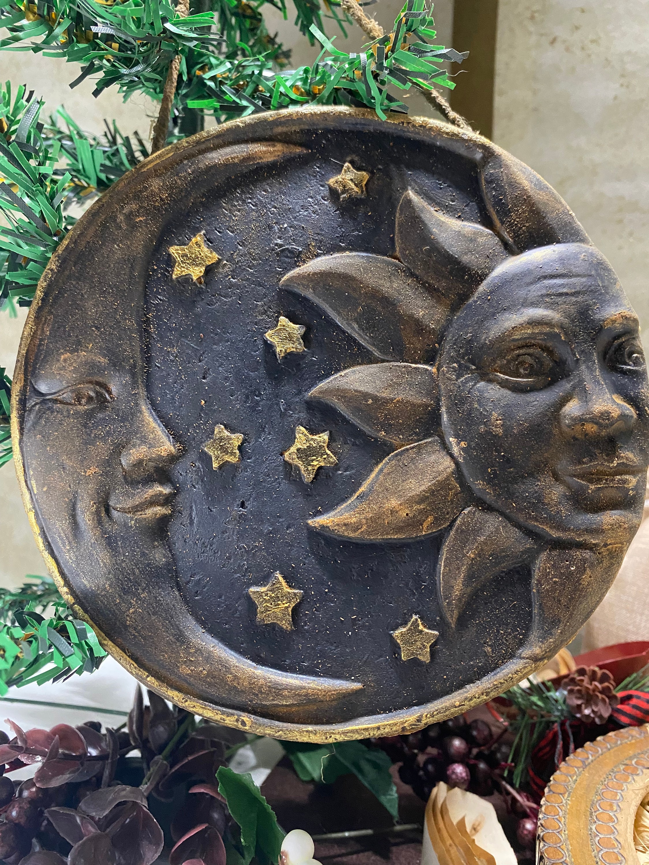 Celestial Balance, Sun, Moon and Stars | Blackened Beeswax Dusted W ...