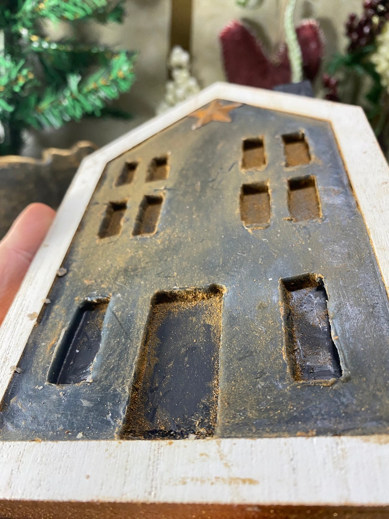 Primitive Salt Box House Rectangle Door Shelf Sitter Wood - Etsy