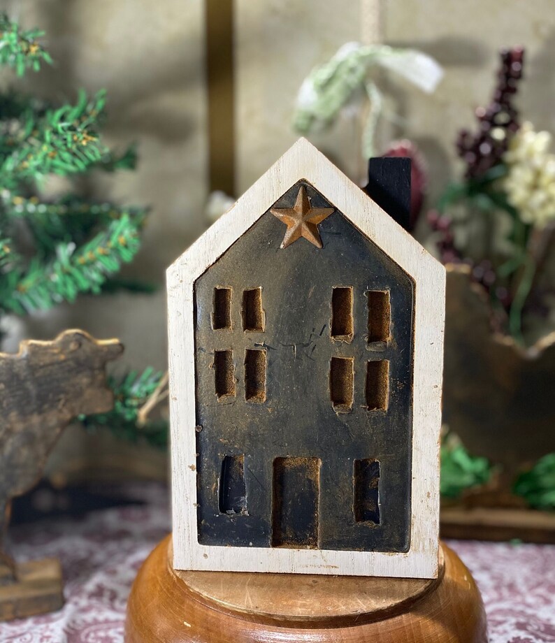 Primitive Salt Box House Rectangle Door Shelf Sitter Wood - Etsy