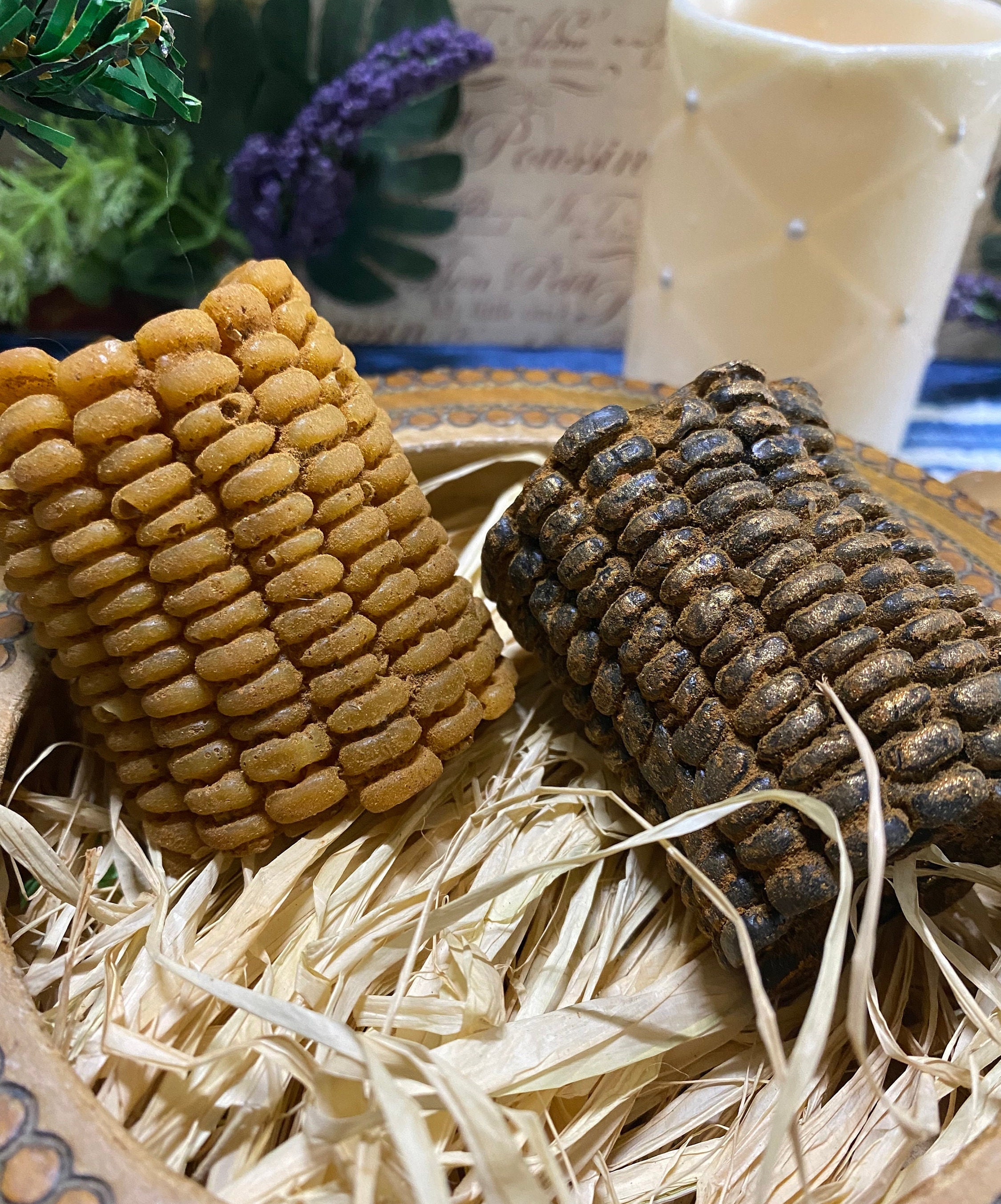 Corn Cob Chunks, Golden Available, Beeswax W/ Cinnamon Scent, Bowl ...