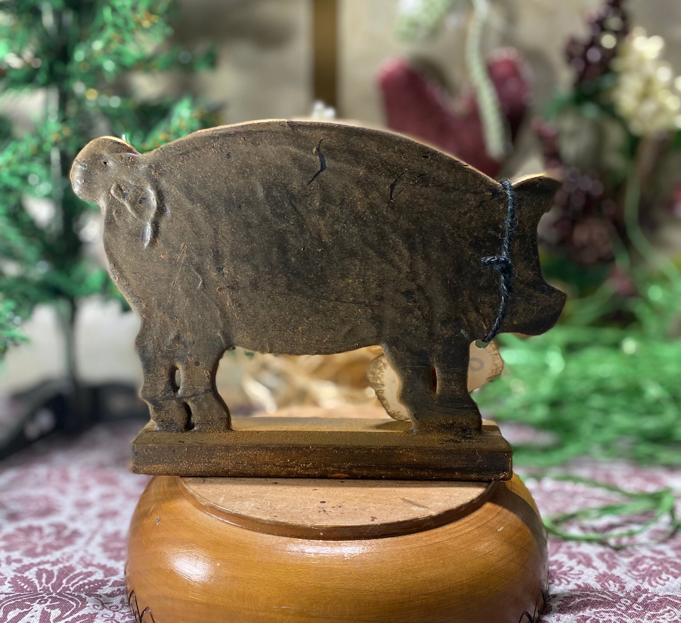 Pig Shelf Sitter Primitive Wood Dipped in Beeswax Dusted - Etsy