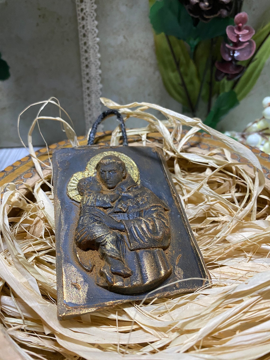 St. Anthony, Patron Saint of Lost Items, Blackened Beeswax Ornament ...