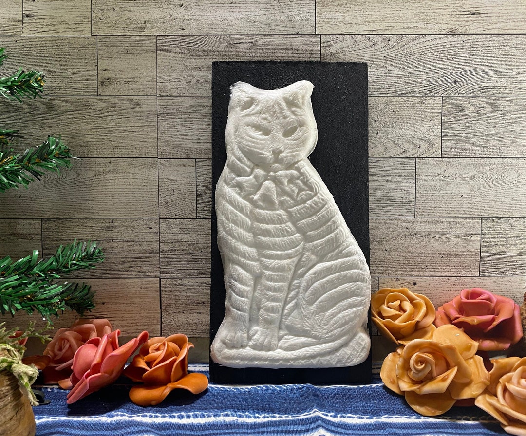 Large White Cat - Cast Paper Art, Molded Paper - Primitive Inspired ...