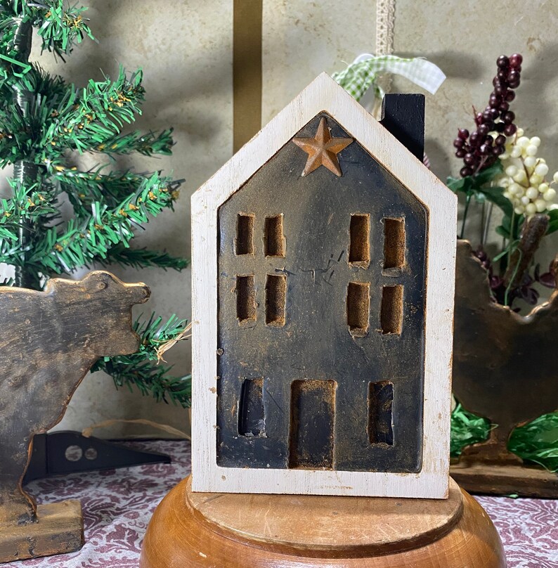 Primitive Salt Box House Rectangle Door Shelf Sitter Wood - Etsy