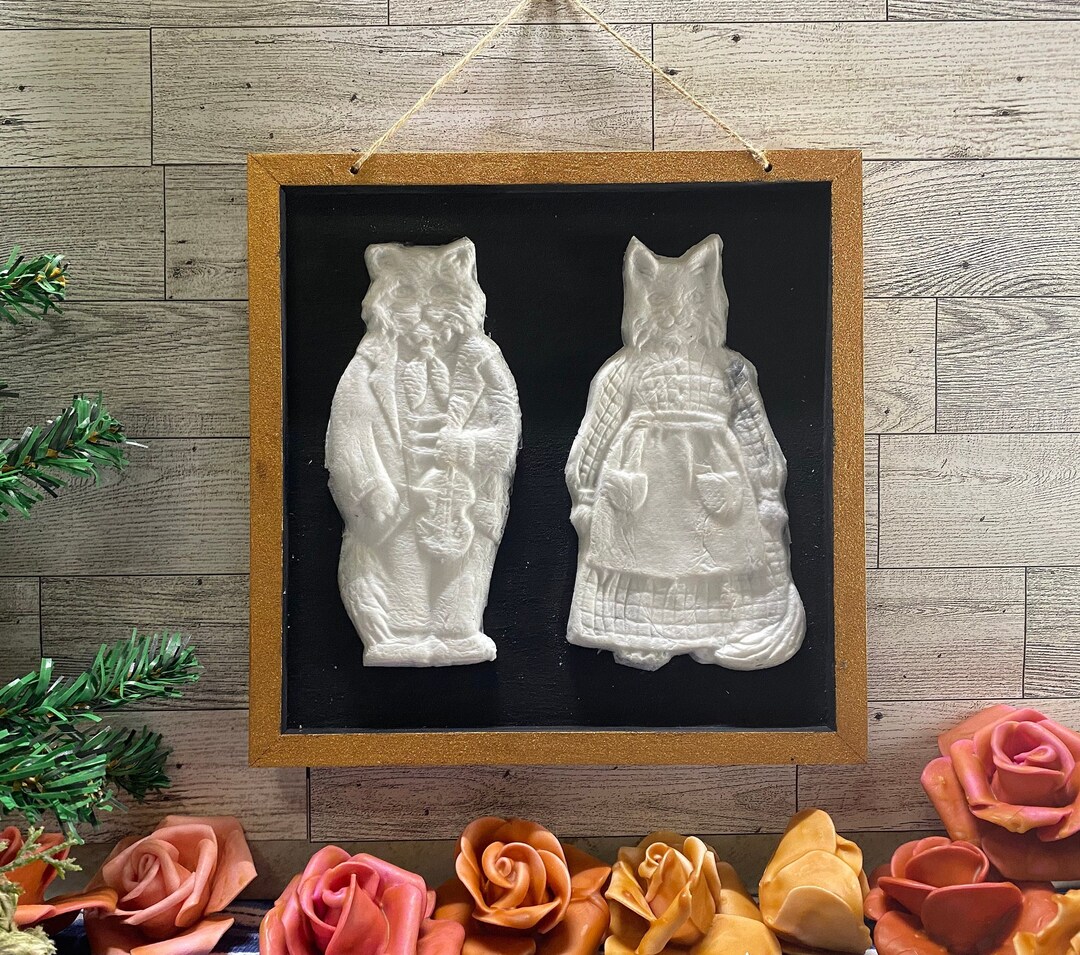 White Cat Couple - Violinist & Chef - Cast Paper Art, Molded Paper ...