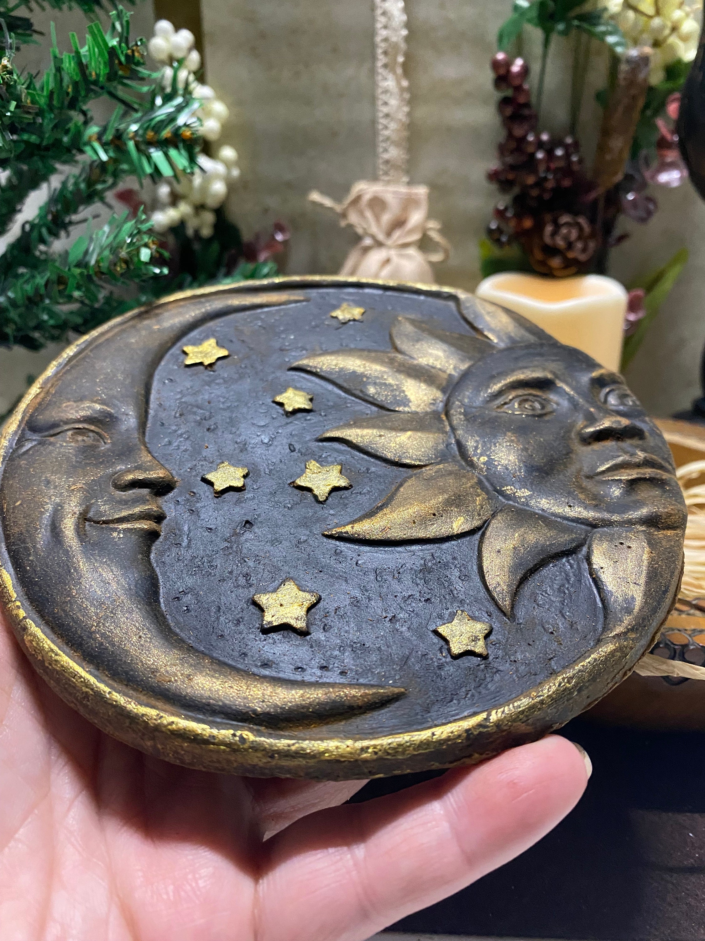 Celestial Balance, Sun, Moon and Stars | Blackened Beeswax Dusted W ...