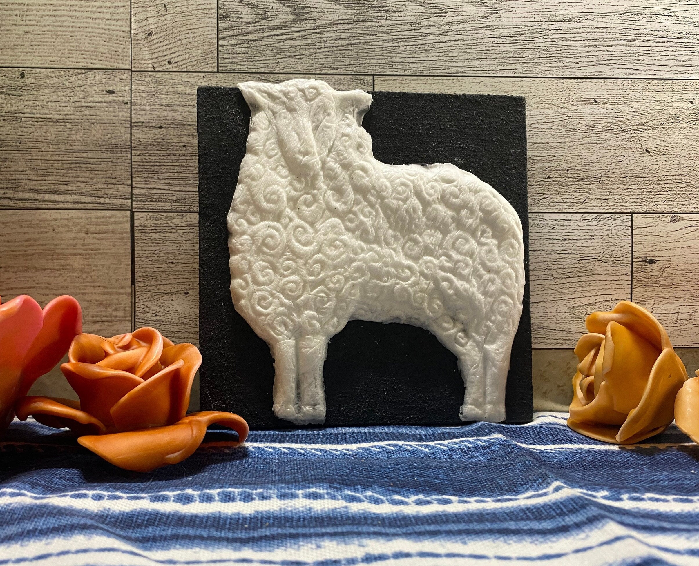 White Sheep Cast Paper Art Molded Paper Primitive - Etsy
