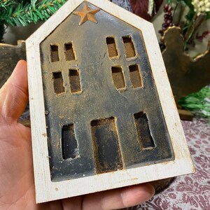 Primitive Salt Box House, Rectangle Door, Shelf Sitter, Wood and ...