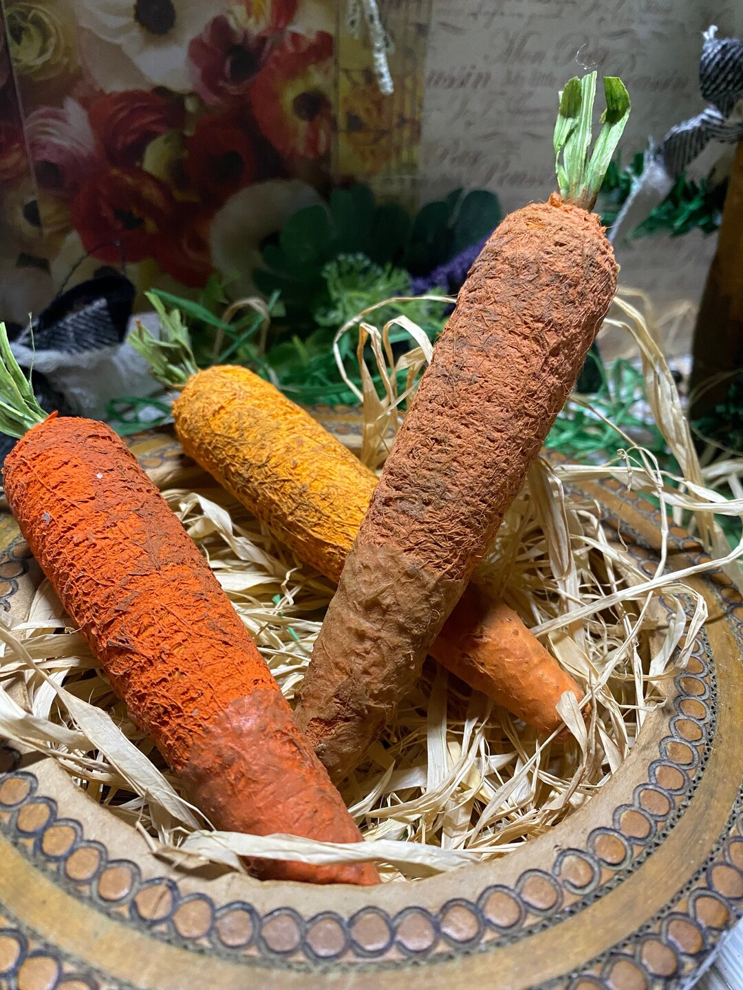 Primitive Jute Carrots, Orange, Dipped in Beeswax, Bowl Fillers, Set of ...