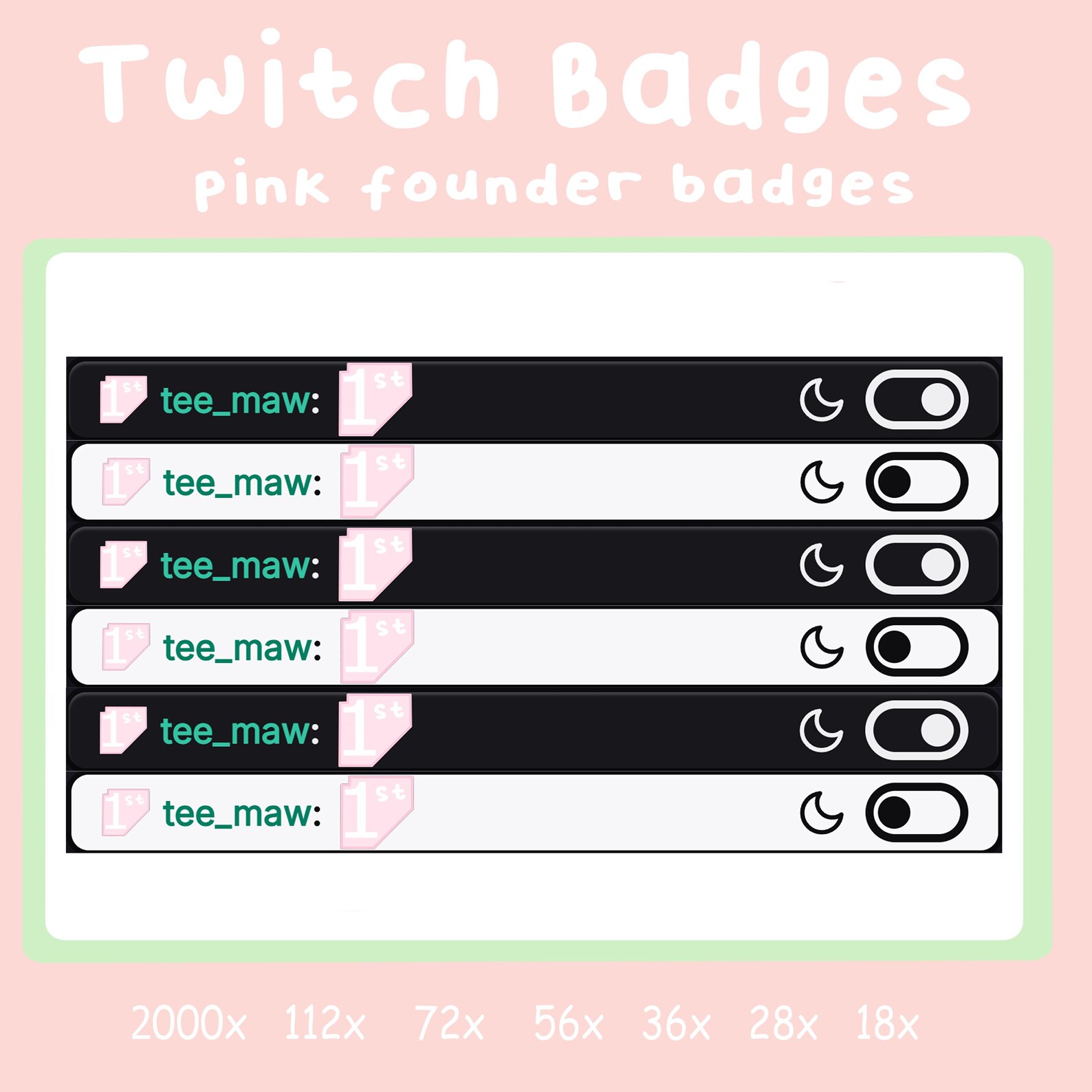 Pink Founder Sub Badges, Twitch, Twitch Emotes - Etsy