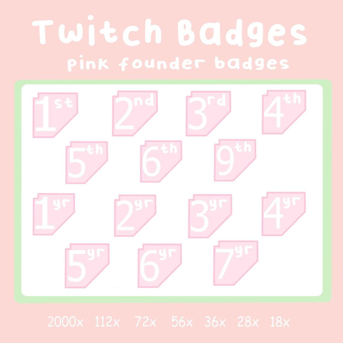 Pink Founder Sub Badges, Twitch, Twitch Emotes - Etsy