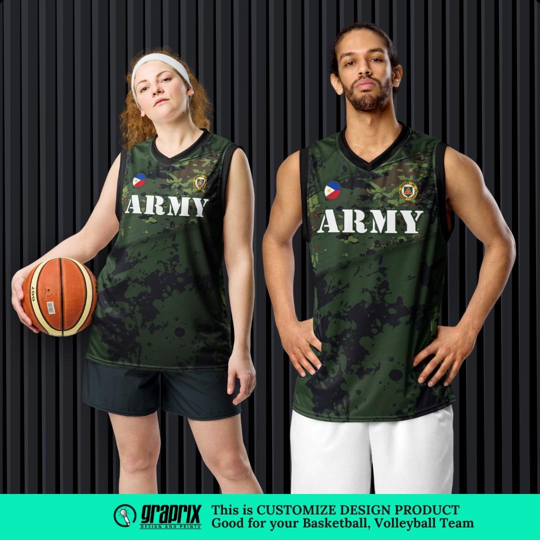 Customize Army Tactical Sporty Camouflage Recycled Unisex Basketball ...