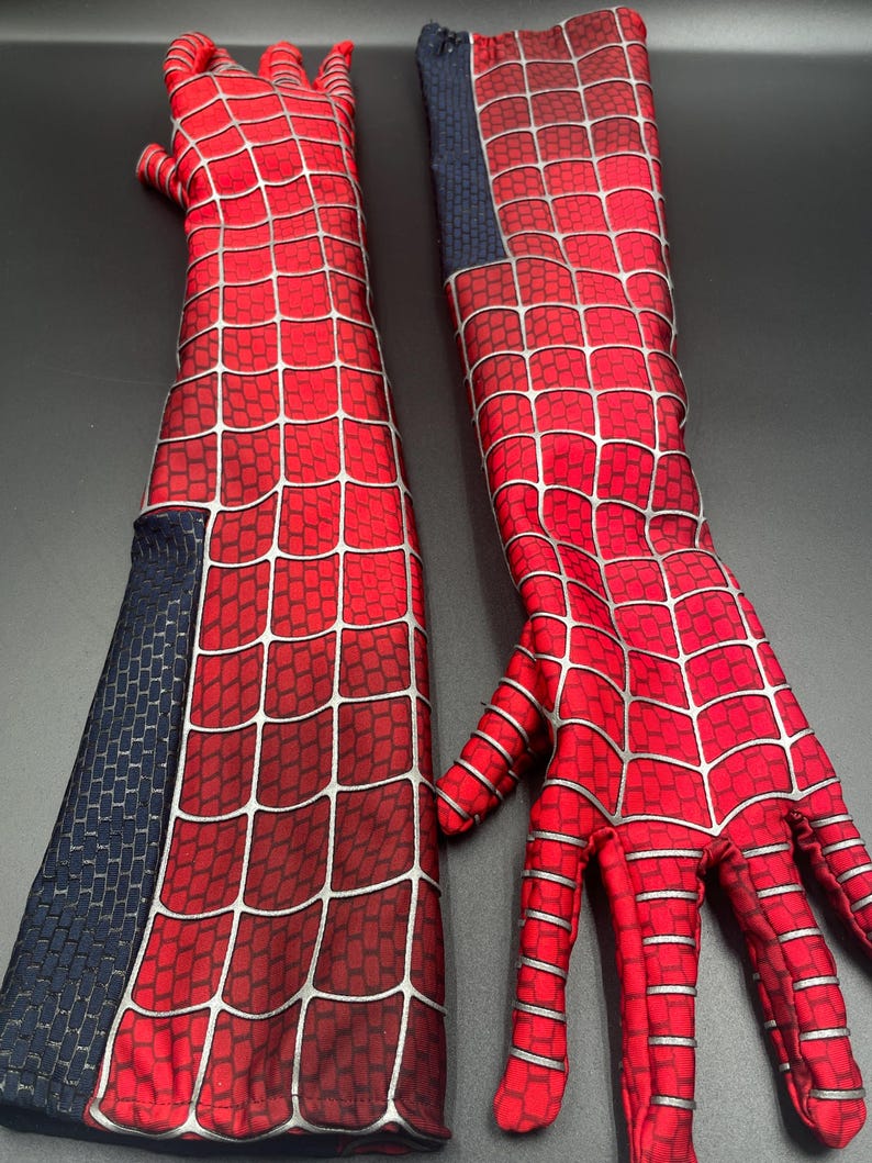 Spider-inspired Cosplay Gloves: Red Lycra Spandex, Silk Screen Web - Etsy