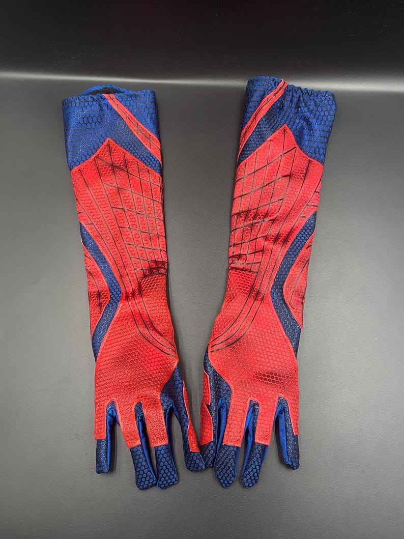 Spider-man Gloves – Long Red Cosplay Gloves Screen Printing Hand ...