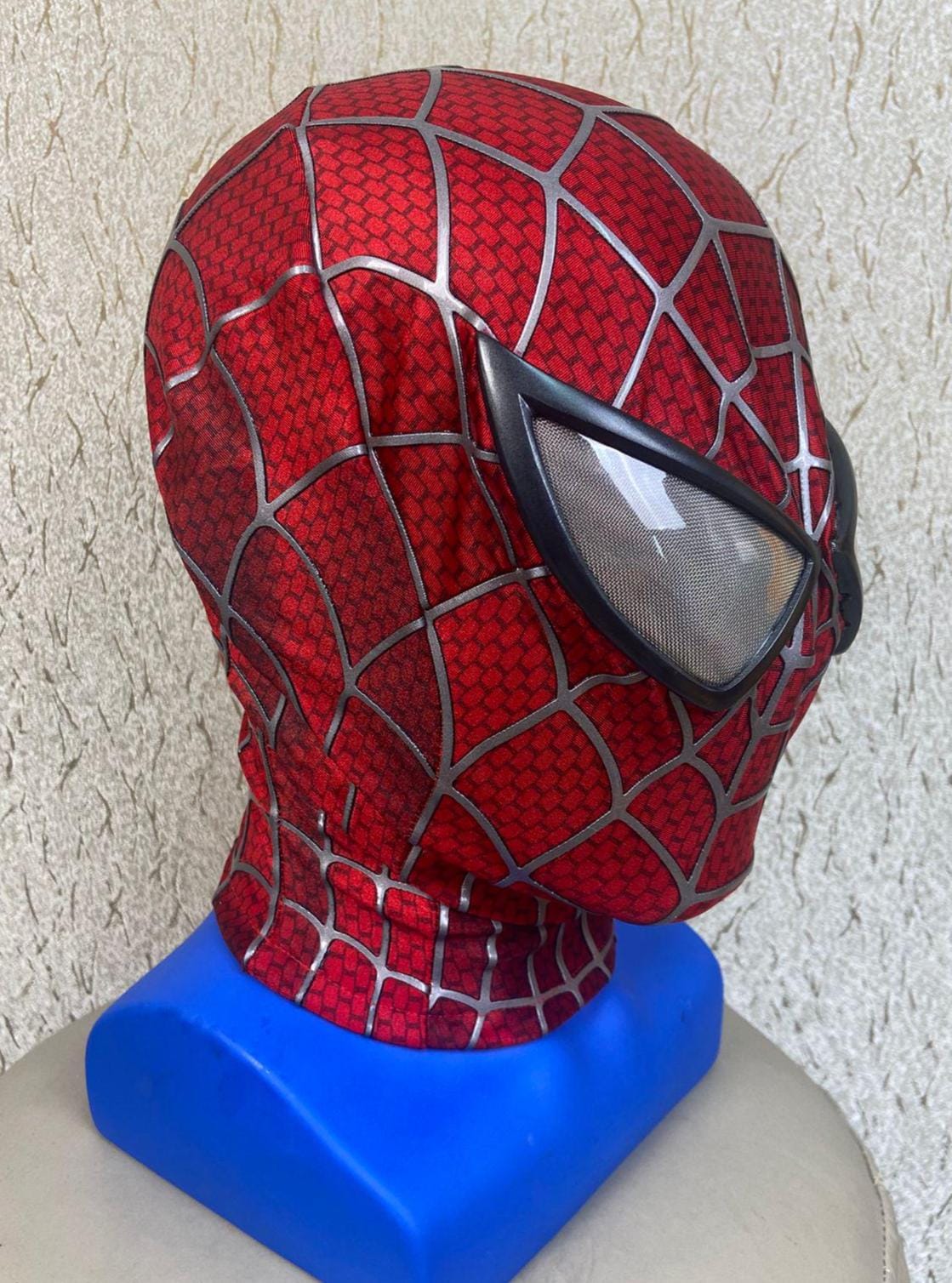 Classic Red Spider Movie Mask | Silver Web Printed Cosplay Hood | Sam ...
