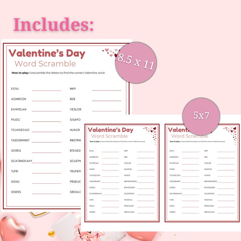 Valentine’s Day Word Scramble Printable Game | Fun Valentine Activity ...