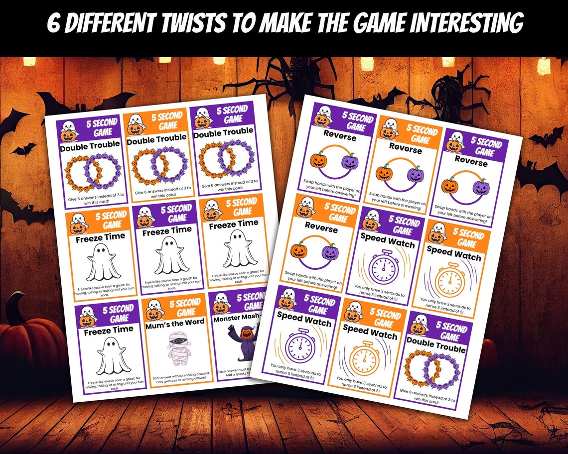Halloween 5 Second Game | Fun Printable Party Game for Kids, Teens ...