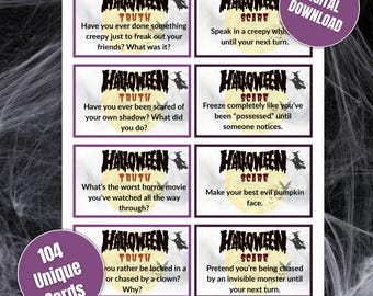 Truth or Scare Halloween Edition Game | Printable Halloween Game Cards ...