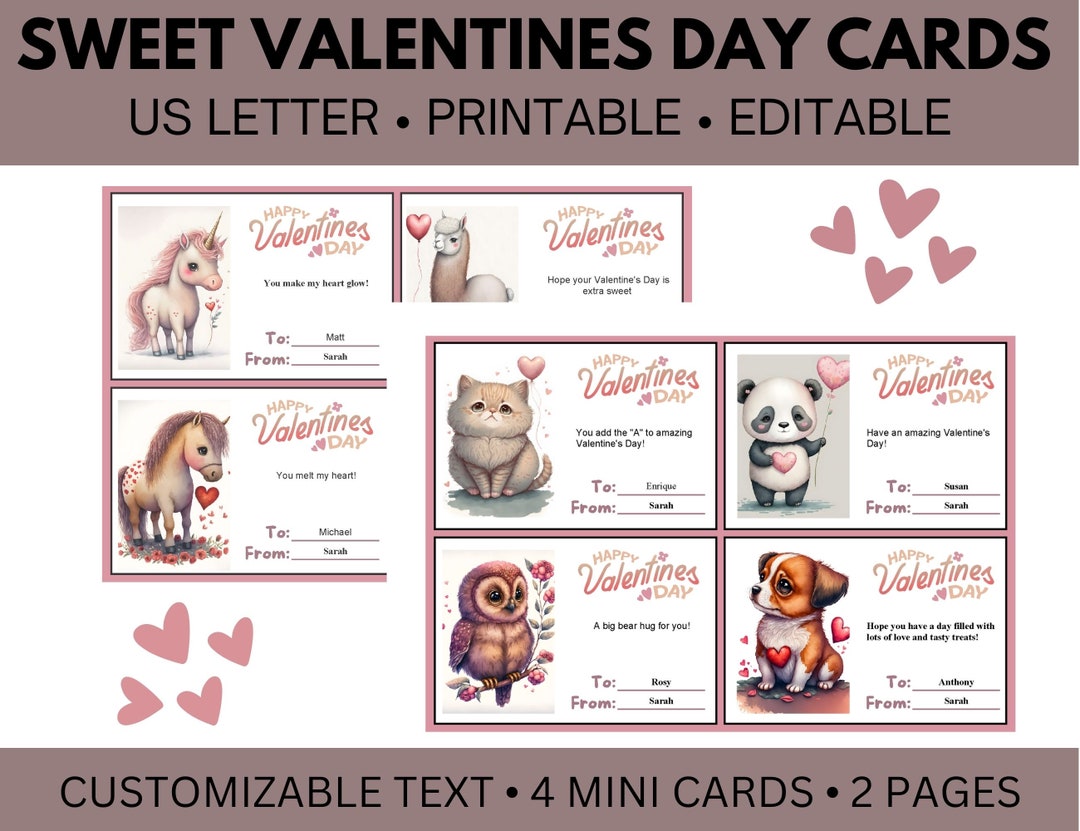 Sweet Valentine's Days Card for Kids Classroom/ Valentines Day Card for ...
