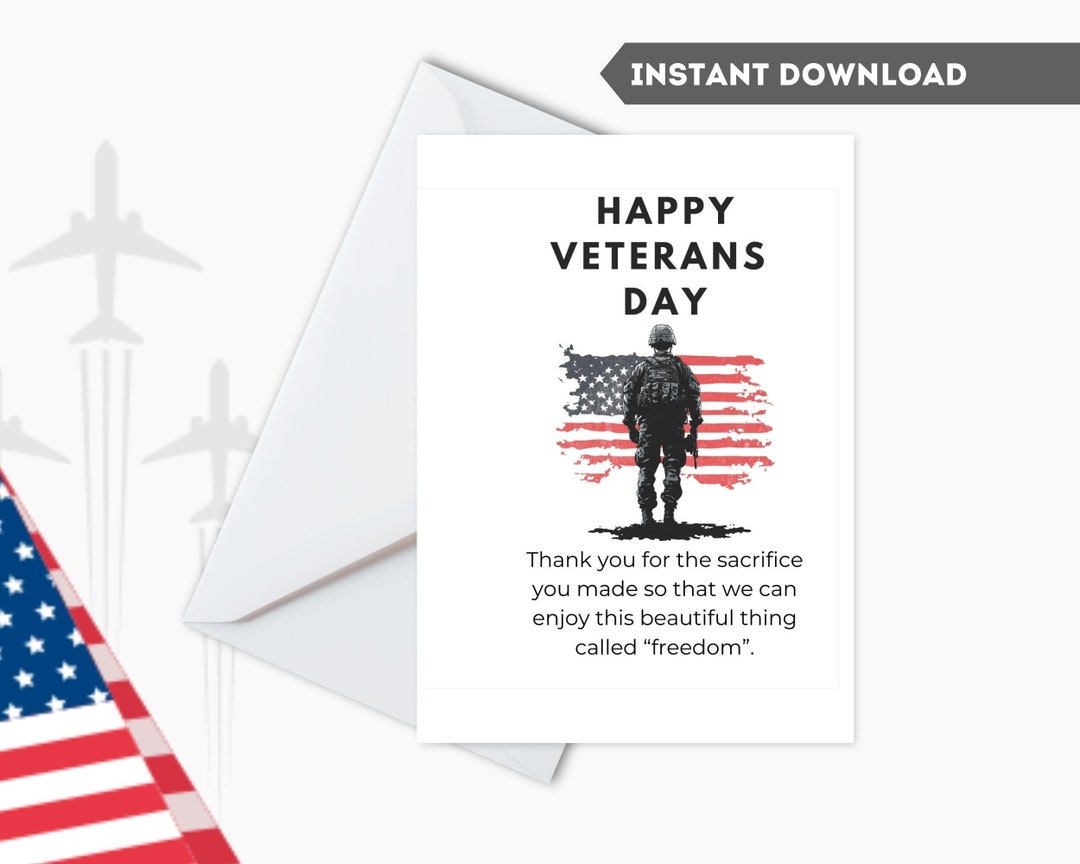 Printable Veterans Day Greeting Card - Instant Download/express ...