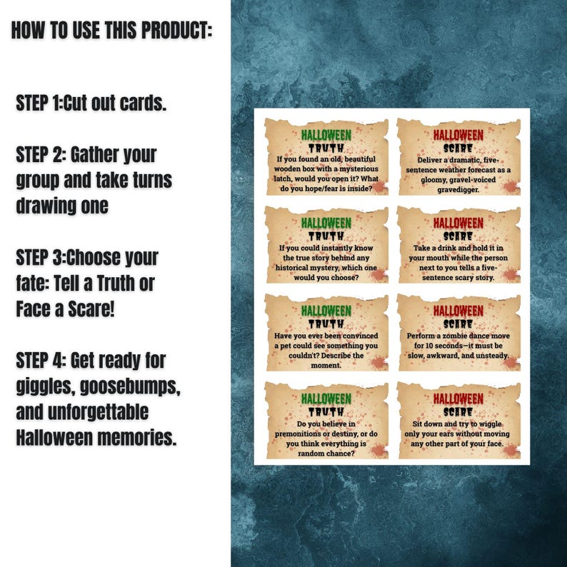 Truth or Scare Halloween Edition Game | Printable Halloween Game Cards ...
